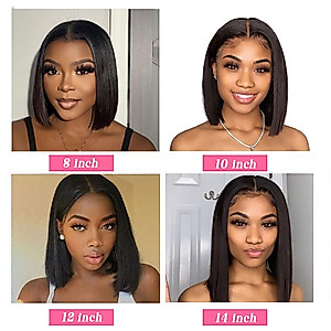 12 Inch Bob Wig Human Hair 13x4 Lace Front Wigs Human Hair Wigs for Black Women Short Bob Wigs 180% Density HD frontal Wigs Glueless Wigs Human Hair Pre Plucked with Baby Hair Natural Color