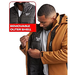 Reebok Men's Winter Coat –Softshell Jacket with Removable Puffer Coat – System Ski Jacket for Men (M-XXL), Size Medium, Timber