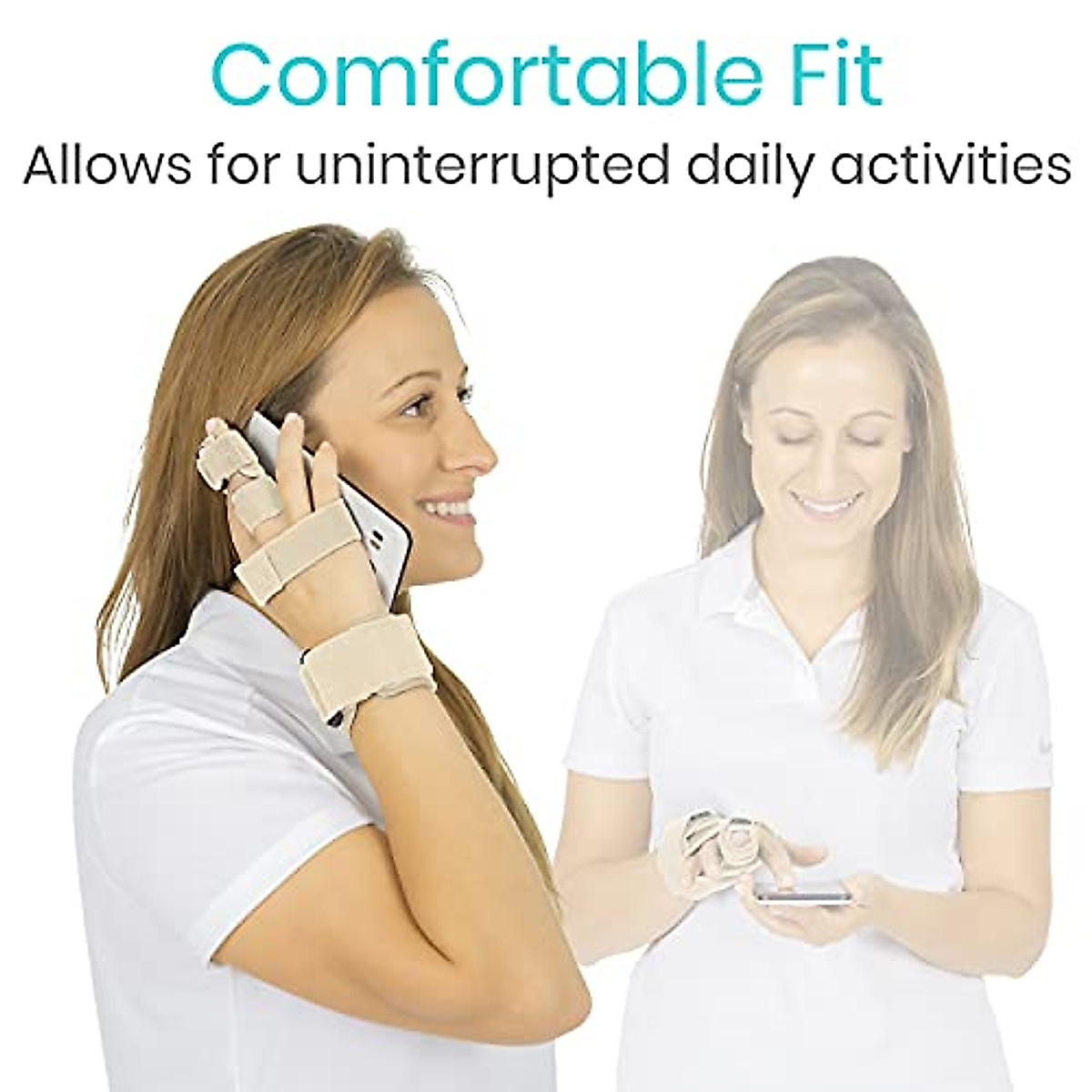 Vive Trigger Finger Splint - Full Hand and Wrist Brace Support - Adjustable Locking Straightener - Straightening Immobilizer Treatment For Sprains, Mallet Injury, Arthritis, Tendonitis (Beige)