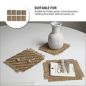 Cabilock Car Coasters Linen Placemats 8Pcs Linen Coasters Retro Square Placemats Farmhouse Cup Mat Decorative Table Mat Drink Hot Pads for Dining Room Kitchen Jute Placemat Car Cup Coasters