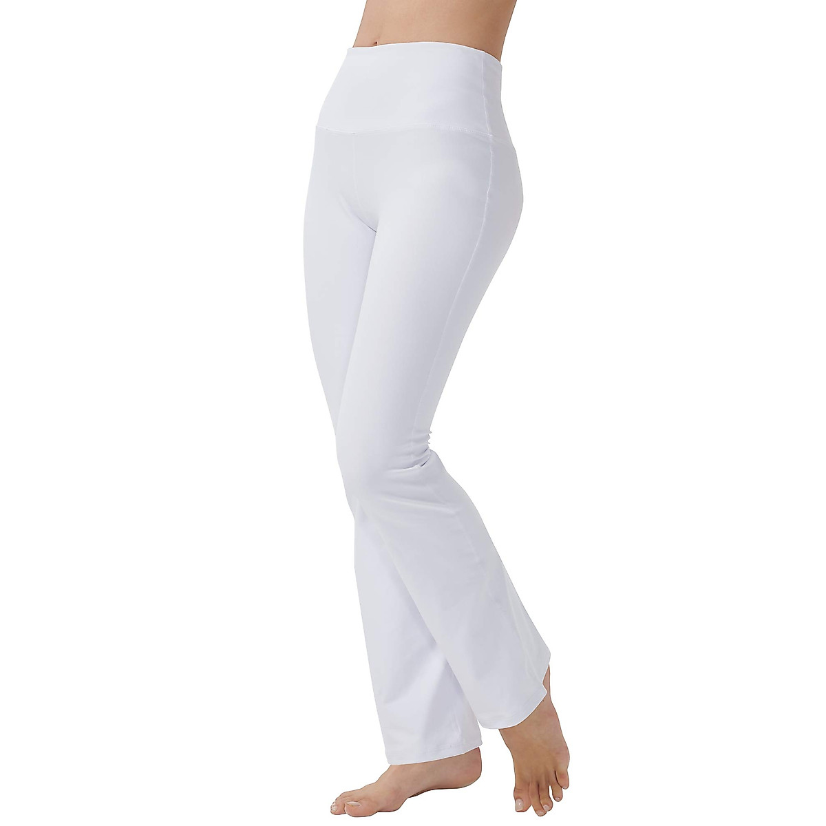 Knsbk Bootcut Yoga Pants for Women with Hidden Pockets High Waist Workout Pants Tummy Control Dress Bootleg Work Pants(White,X-Small)