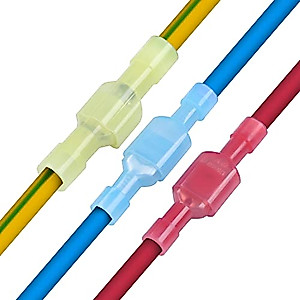 100 Pcs XHF 16-14 AWG Nylon Female Spade Connectors Quick Disconnect Wire Terminals Insulated Wire Crimp Connectors Blue