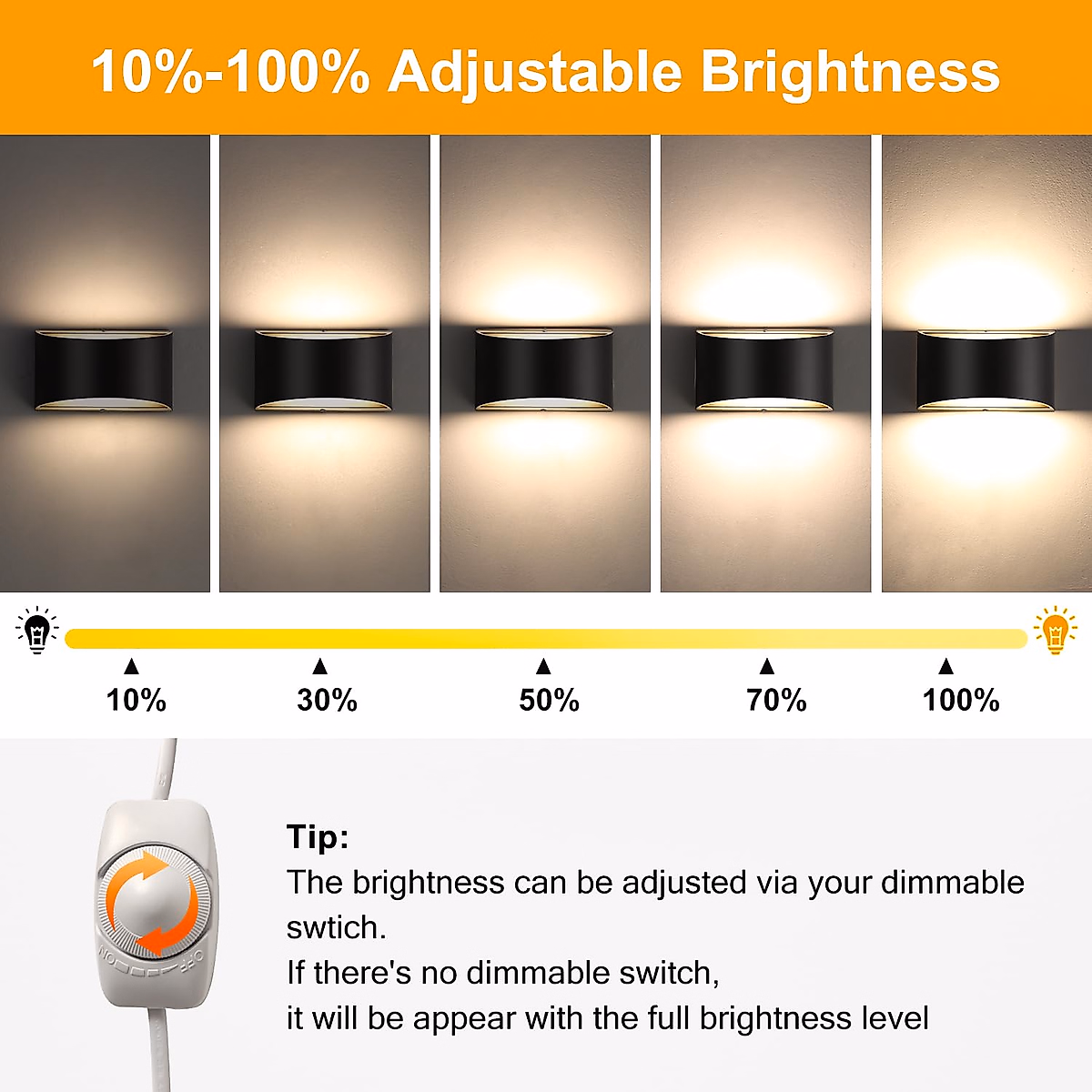 Hollymaze Modern Wall Sconces, Dimmable Wall Sconce Up and Down Wall Mount Light Black LED 14W Aluminum Wall Light Fixtures for Living Room Bedroom Hallway Stairway Corridor (Warm White)