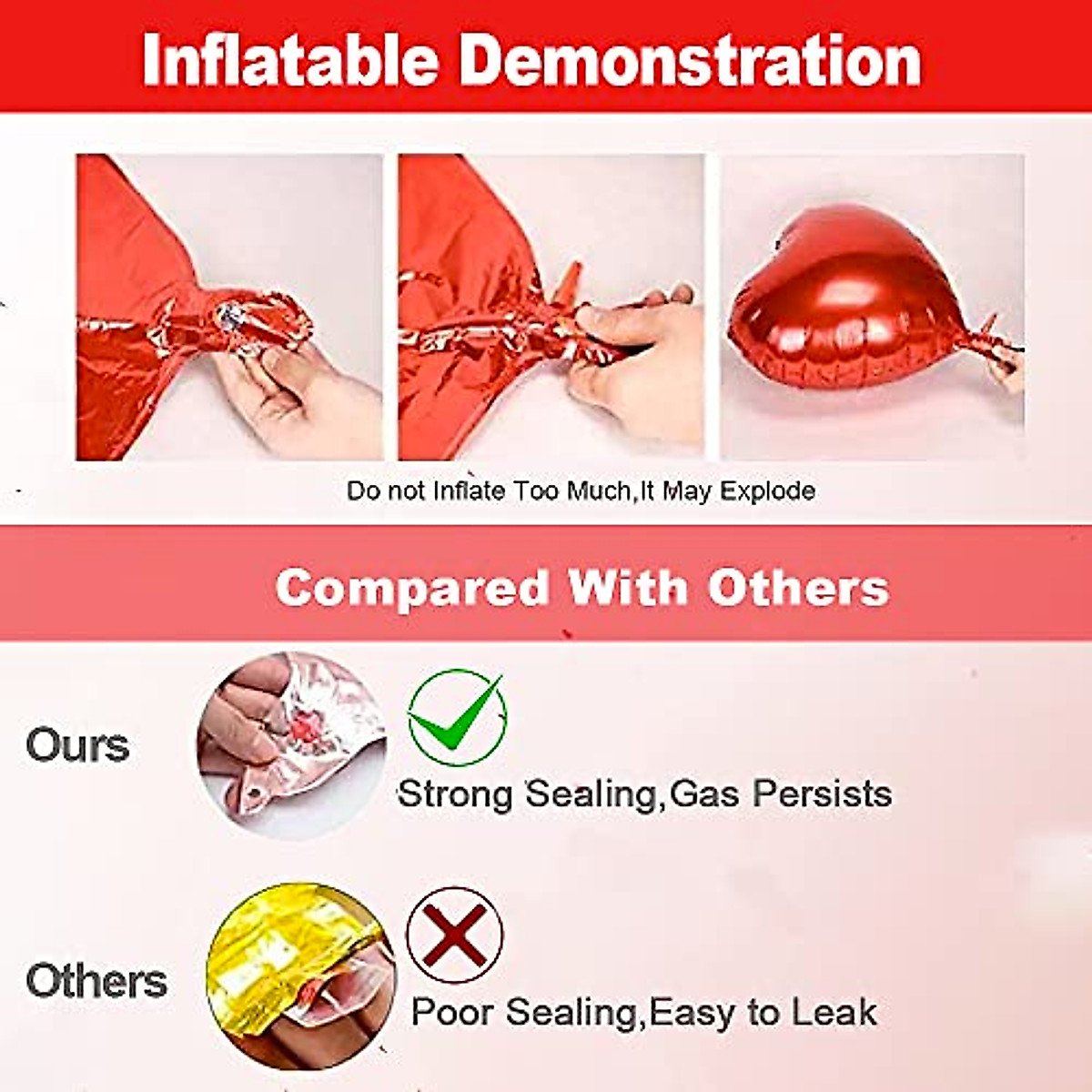 Heart Shaped Foil Balloons for Valentines Day Party Decorations - Pack of 15 -Foil Valentines Day Balloons for Romantic Decorations Special Night (red)