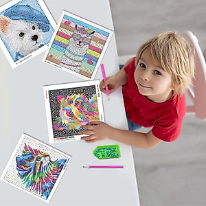 Sloikey Diamond Art Kits for Kids Suit for Kids Ages 6-8-9-12 and Beginners,Diamond Art Gem by Number Kits Arts and Crafts Kits (4PCS) (S-cat-four)