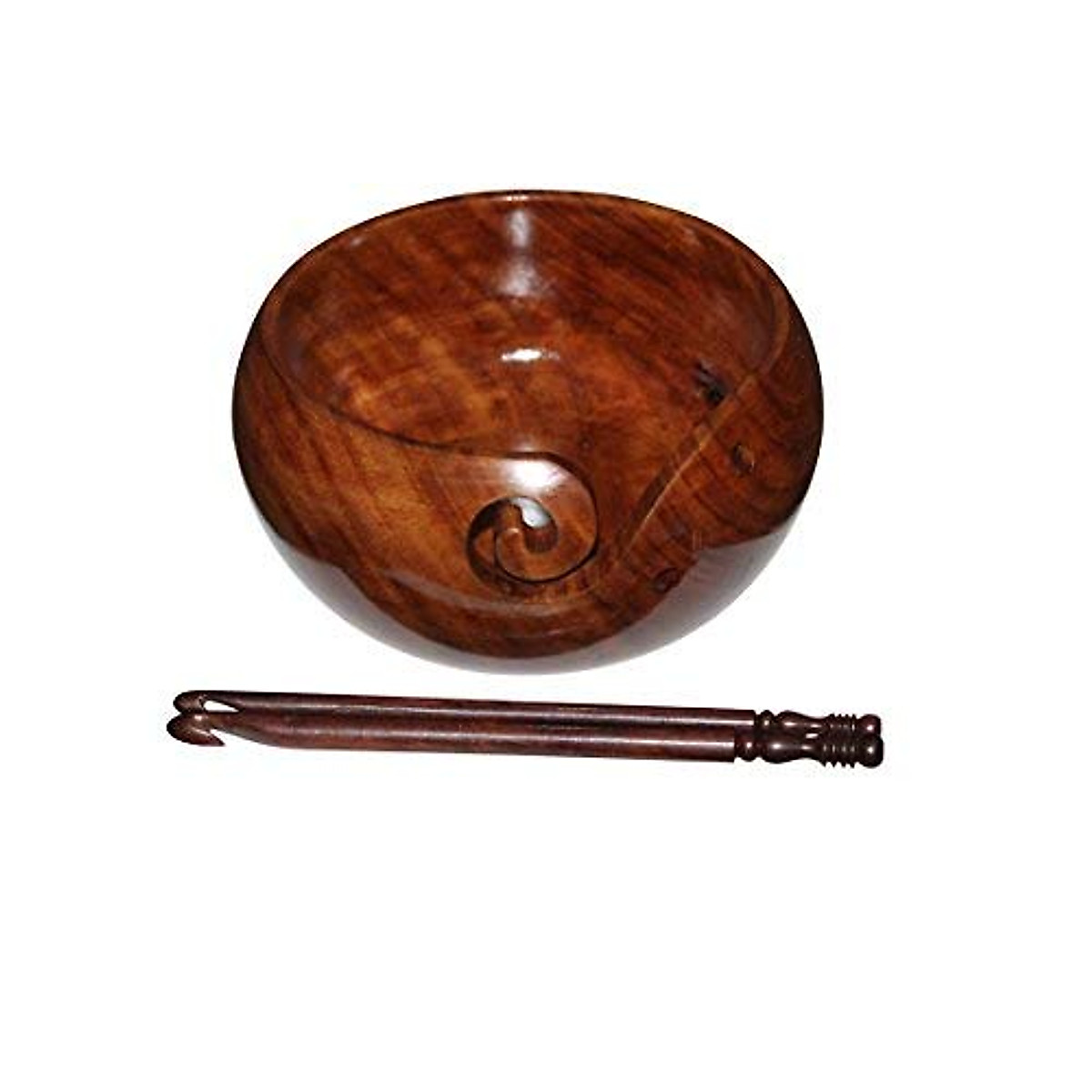 DAHLIA GOODS Wooden Yarn Bowl 6x3 Inch, Knitting and Crochet Rosewood Bowl, Made From Sturdy Wood For Yarn Storing