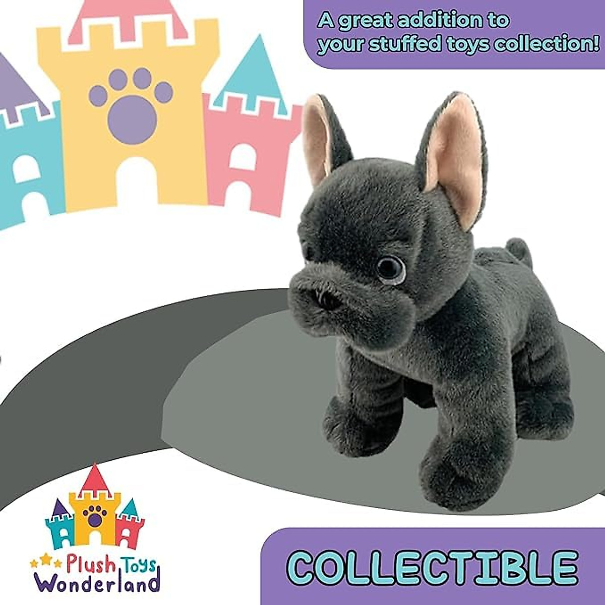 Freddie The Frenchie Plush Toy - 16-Inch Soft Stuffed Animal - Adorable Cuddle Buddy for Kids Aged 3 and Up - Ideal Gift for Dog Lovers and Imaginative Play