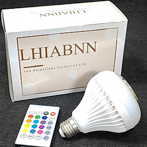 LED Light Bulb Bluetooth Speaker, White + RGB + Yellow Light Ball Bulb Colorful Lamp Smart Music Bulb Audio Bluetooth Speaker with Remote Control for Home,Party,Bar,Garden or Spook House