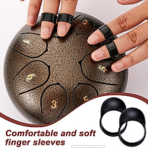 4 Pcs Steel Tongue Drum Mallets 8 Inch Glockenspiel Sticks Drum Stick Mallet and 8 Steel Tongue Drum Finger Sleeves, Silicone Rubber Knocking Finger Picks for Gong Woodblock Drum, Steel Tongue Drum