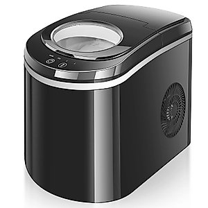 TRUSTECH Ice Maker Machine for Countertop, Automatic Ice Makers Countertop Self Cleaning, 9 Cubes Ready in 6 Mins, 26 lbs in 24 Hours, Perfect for Home/Kitchen/Office, Ice Scoop&Basket, Black