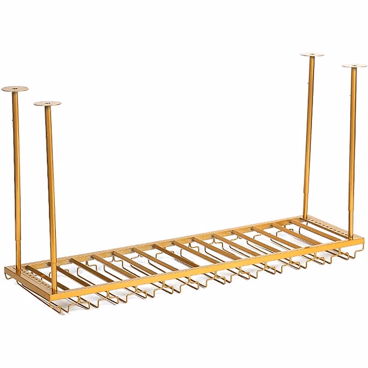 Wine Stemware Racks, Ceiling Hanging Wine Glass Holder, Wine Bottle Holder, Metal Wine Goblet Rack for Restaurants Kitchens Bar Storage Display Shelf, Gold (Size : 80×35cm(32×14inc