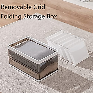 Gridspace Clothes Organizer for Pants, Folded Clothes Storage Organizer with Lid and 7 Grids,Wardrobe Clothes Foldeded Organizer Stackable Storage Bins for Clothes