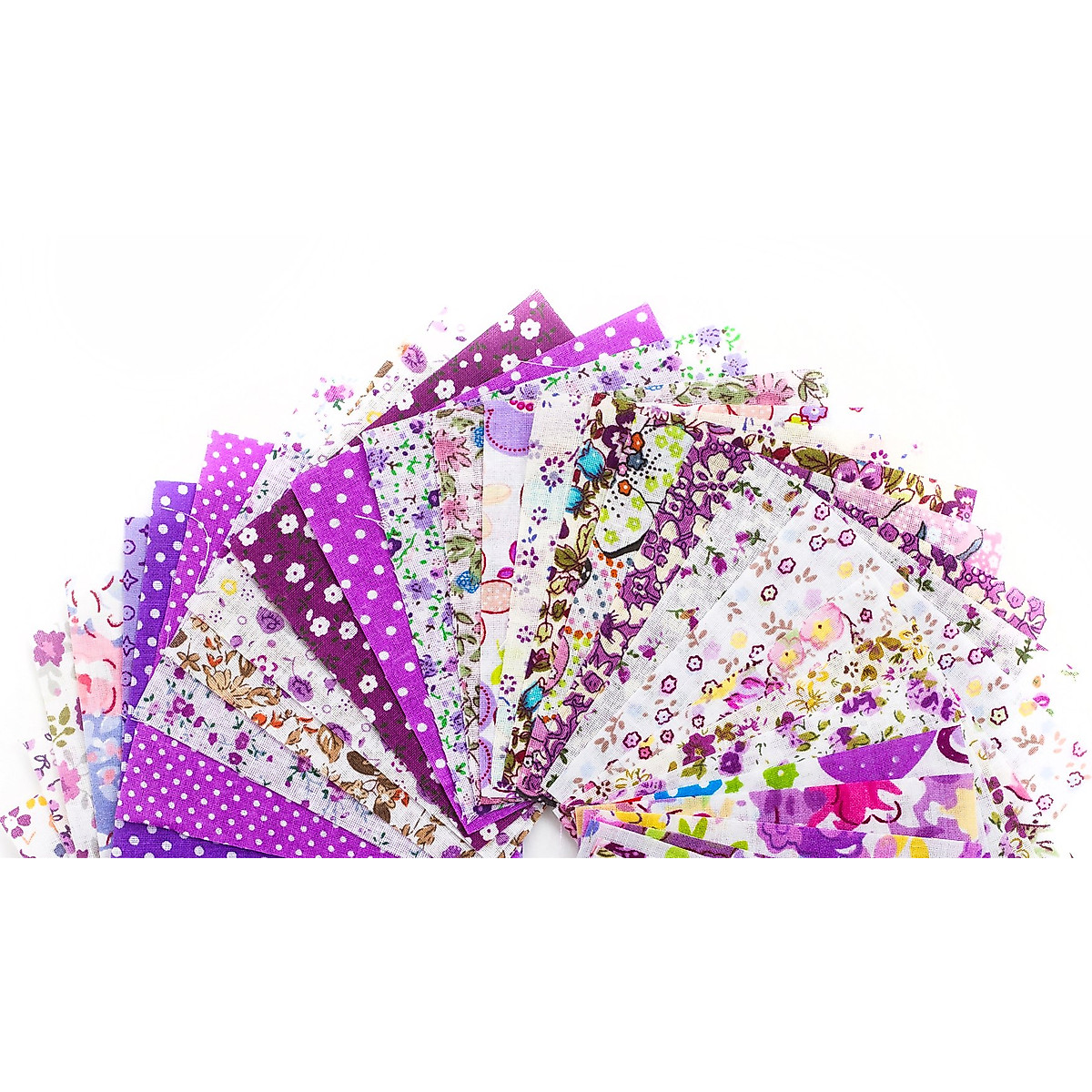 RayLineDo 50pcs 1010cm Different Pattern Patchwork Fabric Craft Printed Cotton Material Mixed Squares Bundle Quilting Scrapbooking Sewing Artcraft DIY Fabric Purple Series