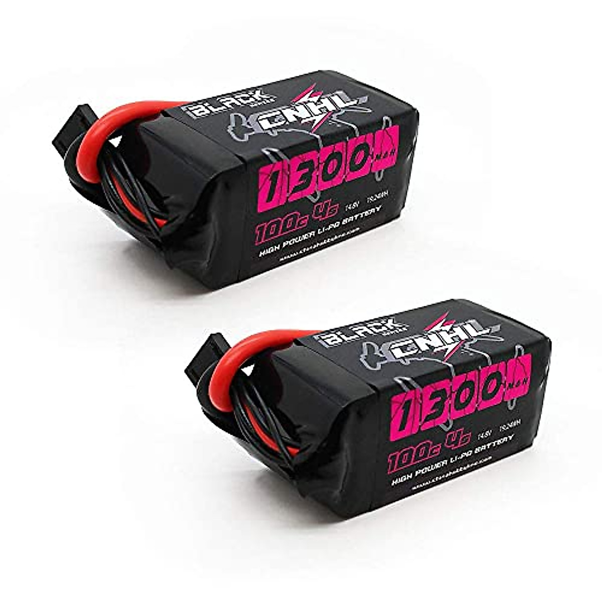 CNHL 1300mAh 4S Lipo Battery 14.8V 100C (Burst 200C) with XT60 for FPV Racing Helicopter Airplane UAV Racing Drone Battery RC Quadcopter(2 Packs)