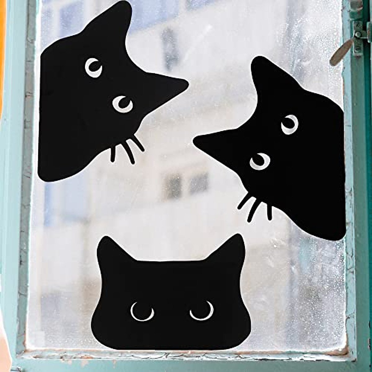 Metal Black Cat Garden Decorations, Outdoor Cat Yard Art Decor, Lawn Ornament Halloween Cat Gift for Cat Lovers, Funny Courtyard Animal Silhouette Statue, Black, Set of 3