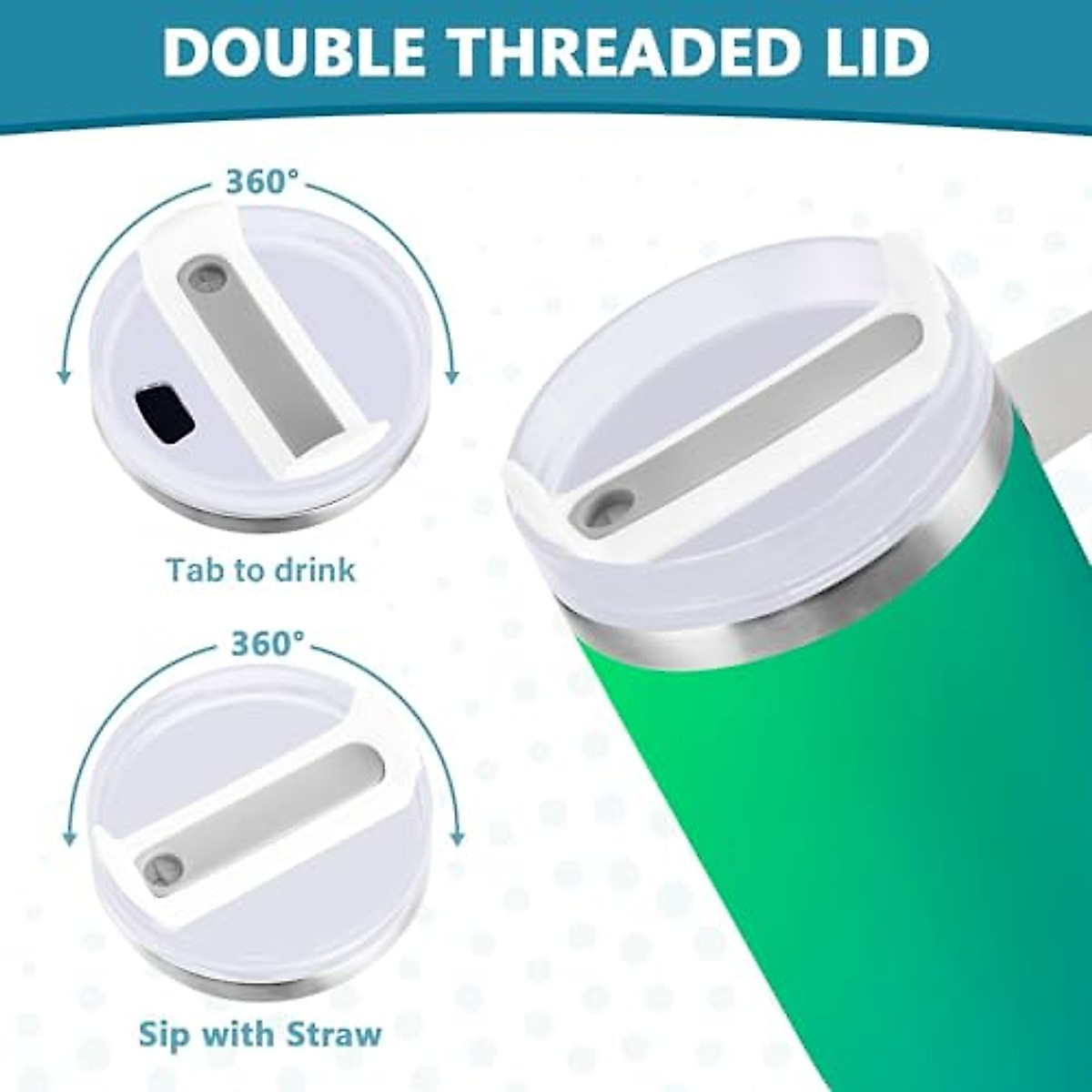 ODAWA Green Blue Gradients Insulated Tumblers 40 Oz Travel Mugs with Handle and Straw Lid