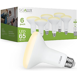 Sigalux Dimmable LED Flood Lights, BR30 Bulbs, 650LM 2700K Soft White, E26 Base, UL Listed, Pack of 6