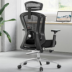 Farini Office Chair Ergonomic Desk Chair, High Back Office Chair with Wheels, Home Office Chair for Heavy People, Office Chair Adjustable Seat Depth, 3D Armrests and Adjustable Headrest, Black