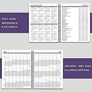2023 Weekly Appointment Book & Planner - 2023 Daily Hourly Planner with Twin-Wire Binding, 8" x 10", Appointment Book from January 2023- December 2023, Hourly Interval, Lay - Flat, Round Corner, Thick Paper - Purple