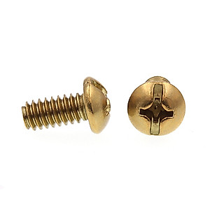 Prime-Line 9005146 Machine Screw, Round Head, Slotted/Phillips Combo, 1/4 in-20 X 1/2 in, Solid Brass, Pack of 25