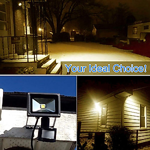 ASIGN 10W Motion Sensor LED Flood Light, 3000K Warm White, 1100lm(MAX), IP65 Waterproof Security Spotlight with PIR for Driveway, Frontdoor, Stair, etc.