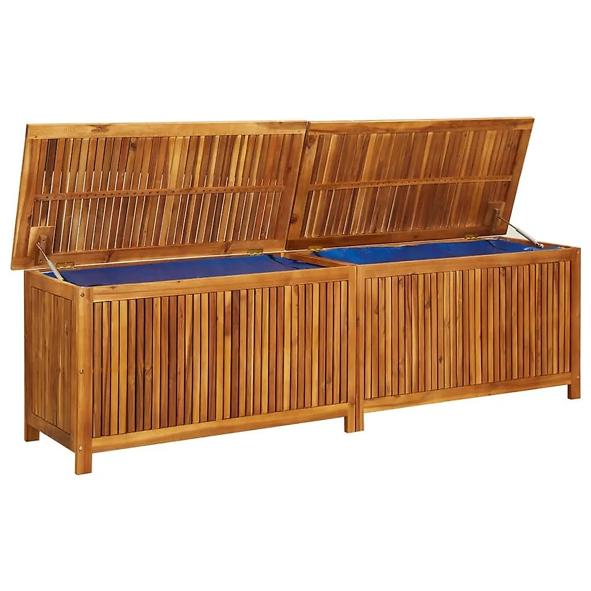 HFERTW Garden Storage Deck Box with Inner Poly Bag Acacia Wood Garden Container Cabinet Wooden Toolbox for Patio, Lawn, Poolside, Backyard Outdoor Furniture, Brown