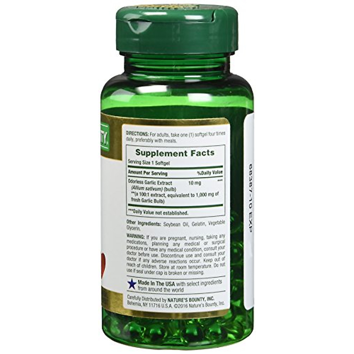 Nature's Bounty Garlic Extract 1000 mg,100 Count (Pack of 4)