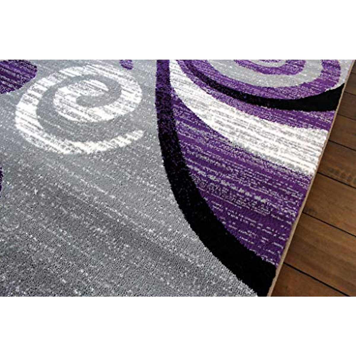 Masada Rugs, Stephanie Collection Area Rug Modern Contemporary Design 1100 Grey White Black Purple (8 Feet X 10 Feet)