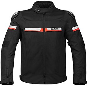 ILM Mesh Motorcycle Riding Jacket CE Armored Alloy Shoulder Pads Breathable for Men Women Model BJK01(Black, Large)