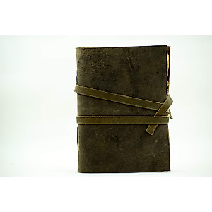 OVERDOSE Deckle Brown Leather Journal - Diary Sketchbook Book of Shadows Handmade Vintage Deckle Edge Paper - 6 x 8 inches | 15 x 20 cm | A5
