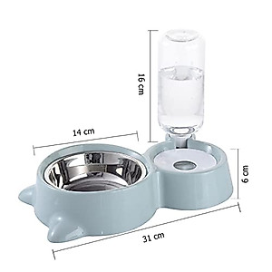Balacoo Pet Supplies Dual Cat Water Food Bowl Feeder Drinking Blue Feeding Dog for