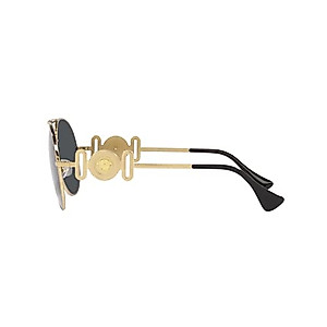 Versace Unisex Sunglasses Gold Frame, Dark Grey Lenses, 65MM