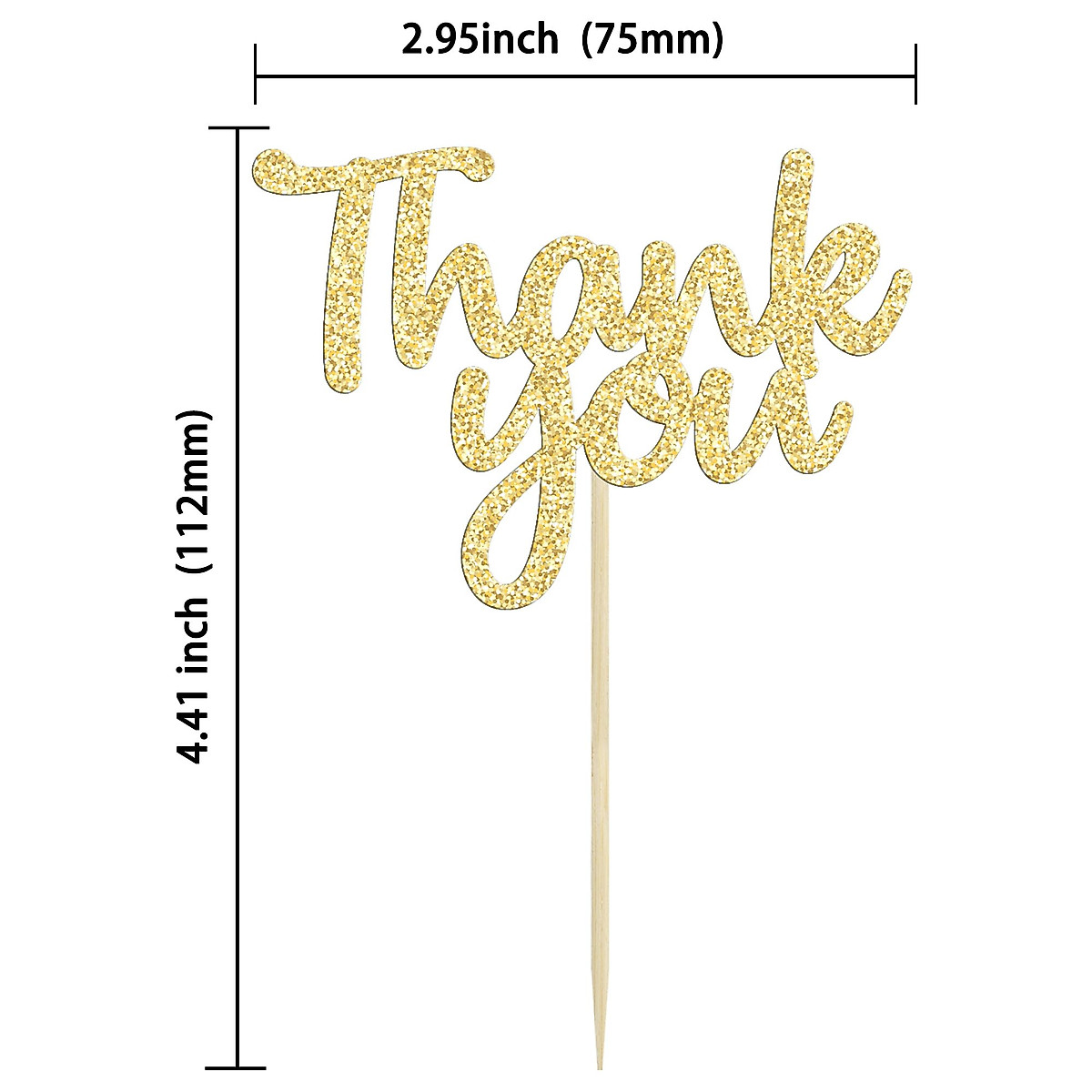 Gyufise 36Pcs Gold Glitter Thank You Cupcake Toppers Thank You Cupcake Picks for Birthday Anniversary Thanksgiving Day Wedding Bridal Party Decoration Supplies