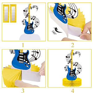 Music Guitar Honeycomb Centerpieces 13Pcs Guitar Birthday Party Table Centerpieces Rock Guitar Table Decorations Music Birthday Party Decoration for Music Instrument Baby Shower Supplies
