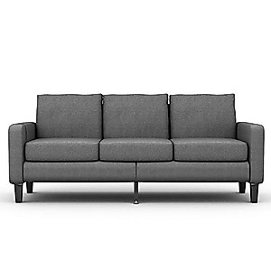 mecor Modern Upholstered Sofa Couch w/Thick Cushion & Deep Seat Mid-Century Convertible Sectional Sofa for Living Room (Grey-3 seat)