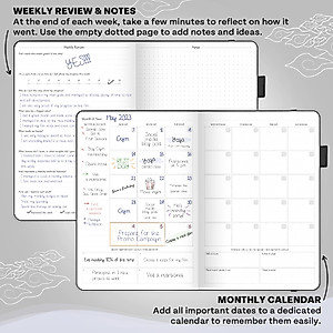Legend Planner for Productivity – Undated 6-Month Daily Planner To-Do List, Time Management Tool to Increase Focus & Achieve Goals – Black