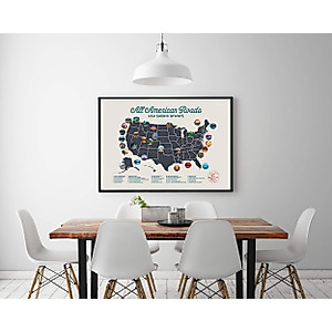 Epic Adventure Maps All American Roadtrip USA Scenic Byways Push Pin Map 24" x 17" - USA Wall Map to Mark Road Trips Through America - Multicolored Pushpins Included - Great (Beige)