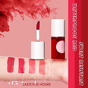 4 Colors Lip Tint Stain Set, LemonSac Velvet Lip Tint Watery Lip Stain, Moisturizing Waterproof Mini Liquid Lipstick,Plump Lip Gloss Long-lasting Korean Matte Lip Tint Non-Sticky Tinta De Labios (4PCS)