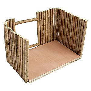 HEEPDD Wooden Small Pet Hideout, Breathable Fence Small Animal Hideout Hut with Platform for Hamster Guinea Pig Bunny Chinchilla