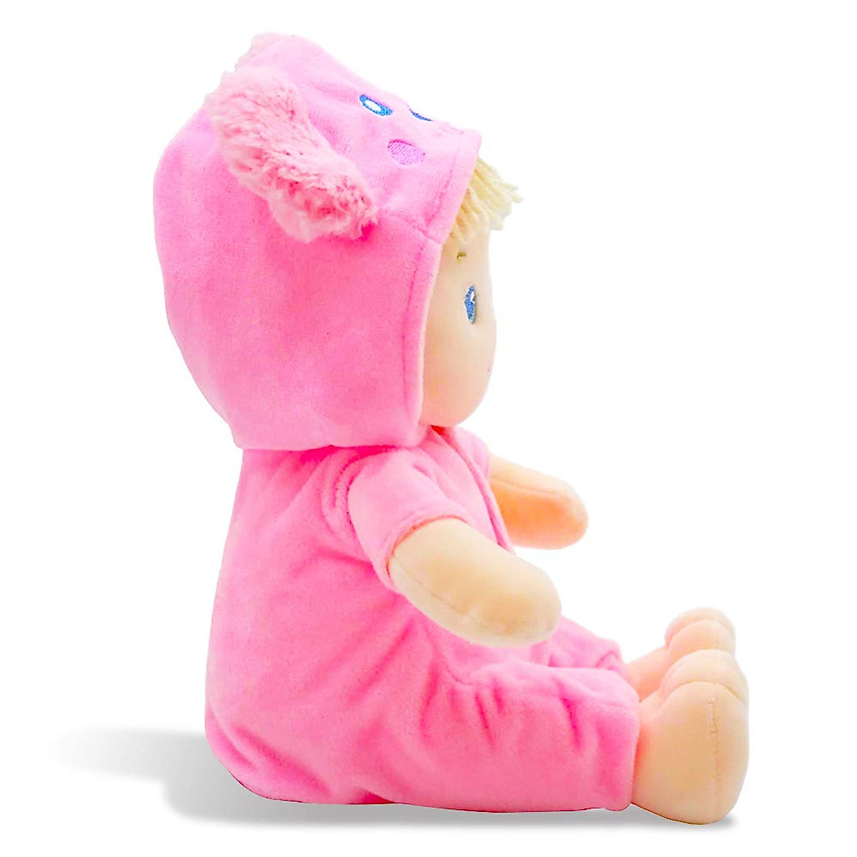 June Garden 12" Sweet Dolly Frida - Stuffed Ultra Soft Baby Bear Doll for Birth and Up - Removable Pink Outfit