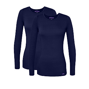 Sivvan Scrubs for Women - Long Sleeve Comfort Underscrub Tee 2-Pack - S85002 - Navy - XL