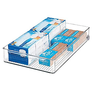 iDesign Linus BPA-Free Plastic Divided Rolling Organizer Bin with Handle, 16.65" x 10.16" x 2.75"