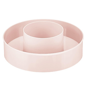 mDesign Plastic Lazy Susan Round Turntable Storage Tray - Rotating Organizer for Makeup, Cosmetics, Nail Polish, Vitamins, Shaving Kits, Hair Spray, Medical Supplies, First Aid - Light Pink/Blush