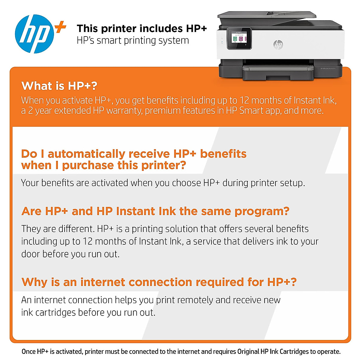 HP OfficeJet Pro 8035e Wireless Color All-in-One Printer (Basalt) with up to 12 months Instant Ink with HP+ (1L0H6A)