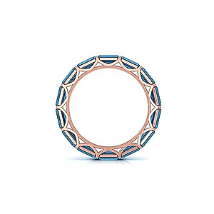 Natural London Blue Topaz Eternity Band for Women, AAA Quality, Certified Topaz Anniversary Ring (Ready to Gift), 14K Rose Gold, Size:US 7.50