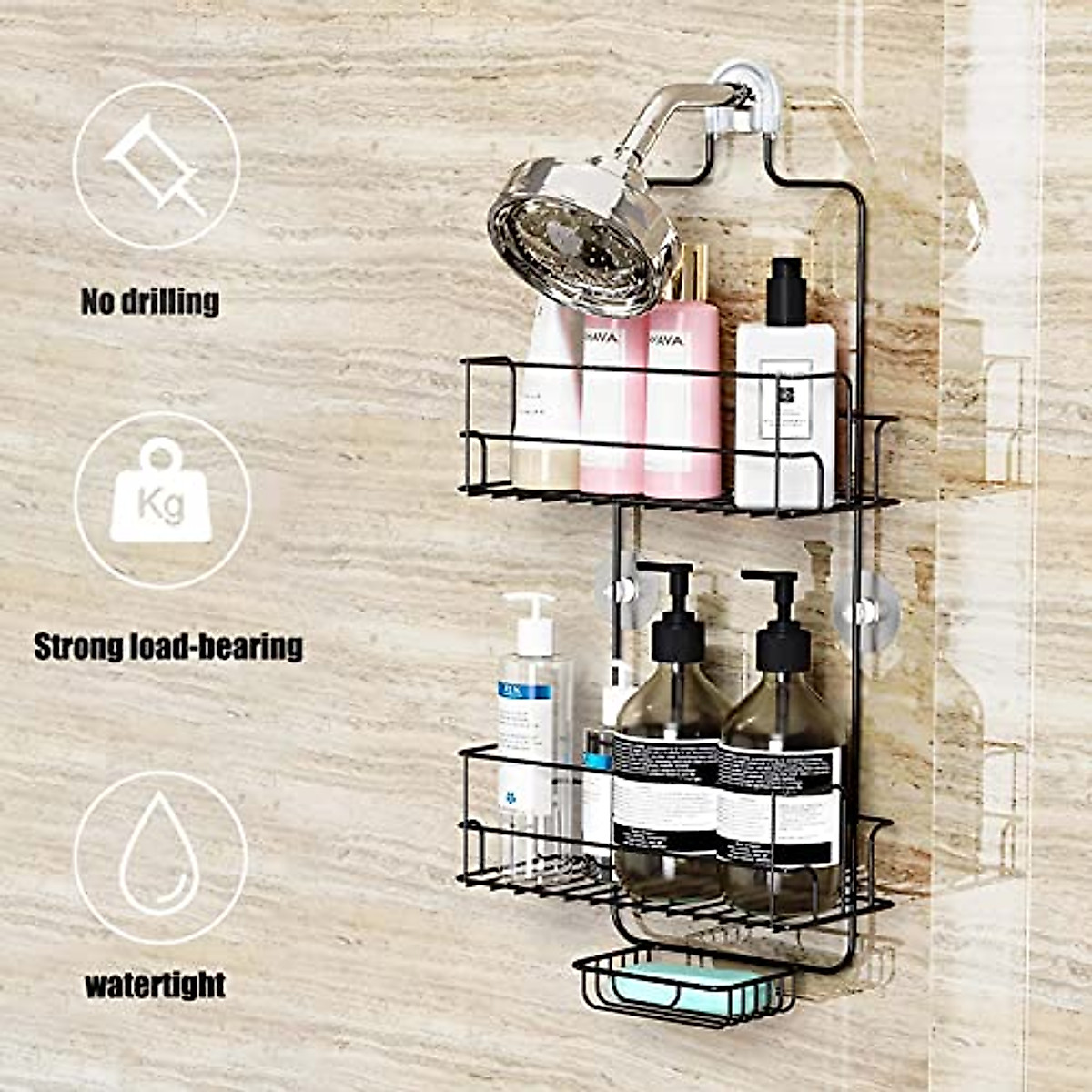 Sankoly 4 Pcs Bathroom Shower Caddy Connectors Suction Cups PVC Heavy Strength Clear Sucker Without Hooks for Regular Shower Caddy Basket Christmas Light