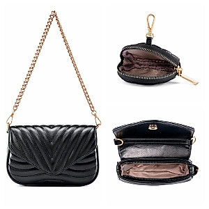 Ayliss Women Multipurpose Small/Medium Crossbody Bags Shoulder Handbag Coin Purse Trendy Clutch Evening Bag PU Leather Chain (Black #1)