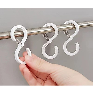 GUSSTA S Hooks with Safety Buckle for Hanging, Anti-Drop S Shaped Hooks, Heavy Duty Rustproof S Hangers for Kitchen Utensil, Closet Rod, Bathroom (8, White)