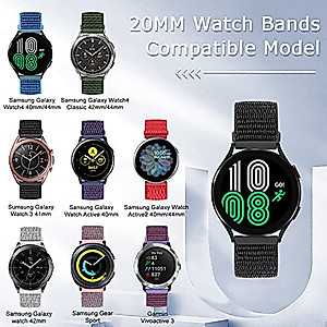 AVOD 20mm Nylon Sport Quick Release Bands Compatible with Samsung Galaxy Watch 5/4 40mm 44mm/Galaxy Watch 5 Pro/Galaxy Watch 42mm Bands/Active2 44mm 40mm/Garmin vivoactive3/Forerunner 645