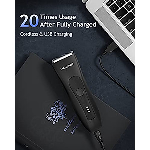 MANSPOT Groin Hair Trimmer for Men and Women, Electric Ball Trimmer/Shaver, Hypoallergenic Ceramic Blade Heads, Waterproof Wet/Dry Groin & Body Shaver Groomer, 20 Times Usage After Fully Charged